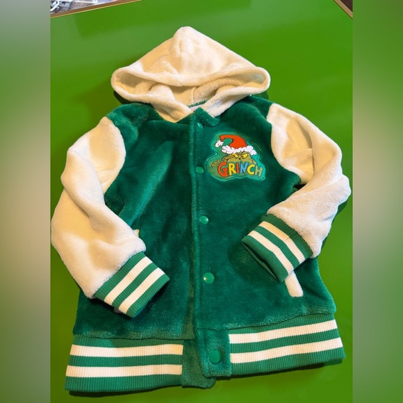 Dr. Seuss | Jackets & Coats | Dr Seuss Grinch Green And White Plush ...